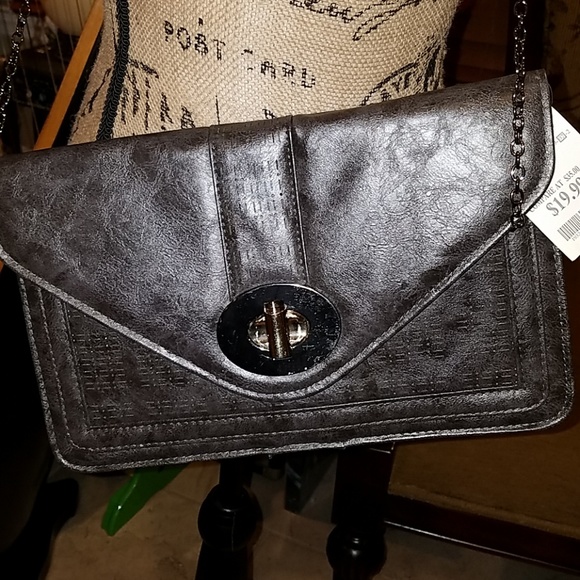 MMS Design Studio | Bags | Mms Dark Gray Clutch With Chain | Poshmark